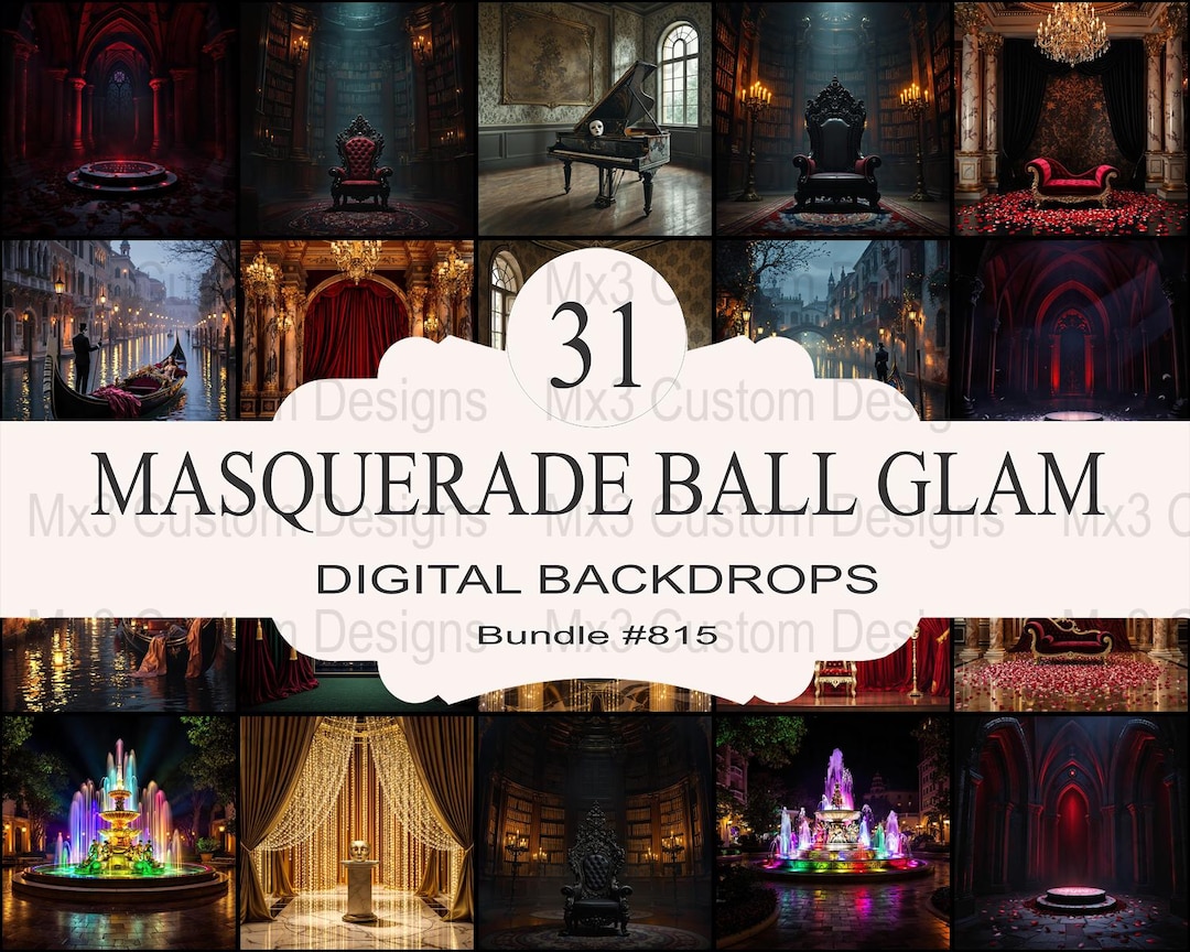 Masquerade Ball Glam Digital Backdrops, 31 High-resolution Backdrops ...
