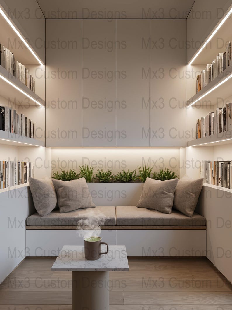 Home Library Digital Backdrops, Cozy Reading Room Backdrop, Bookcase ...