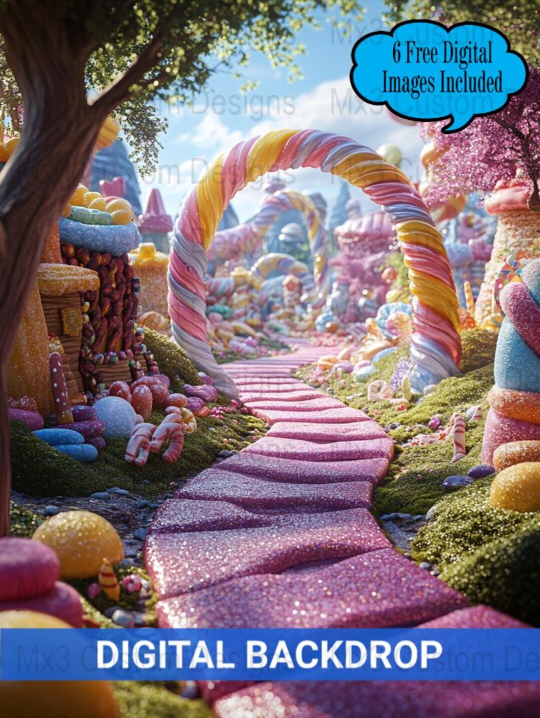 Magical Candyland Digital Background, Whimsical Candy-themed Backdrop, Fantasy Sweet Adventure ...