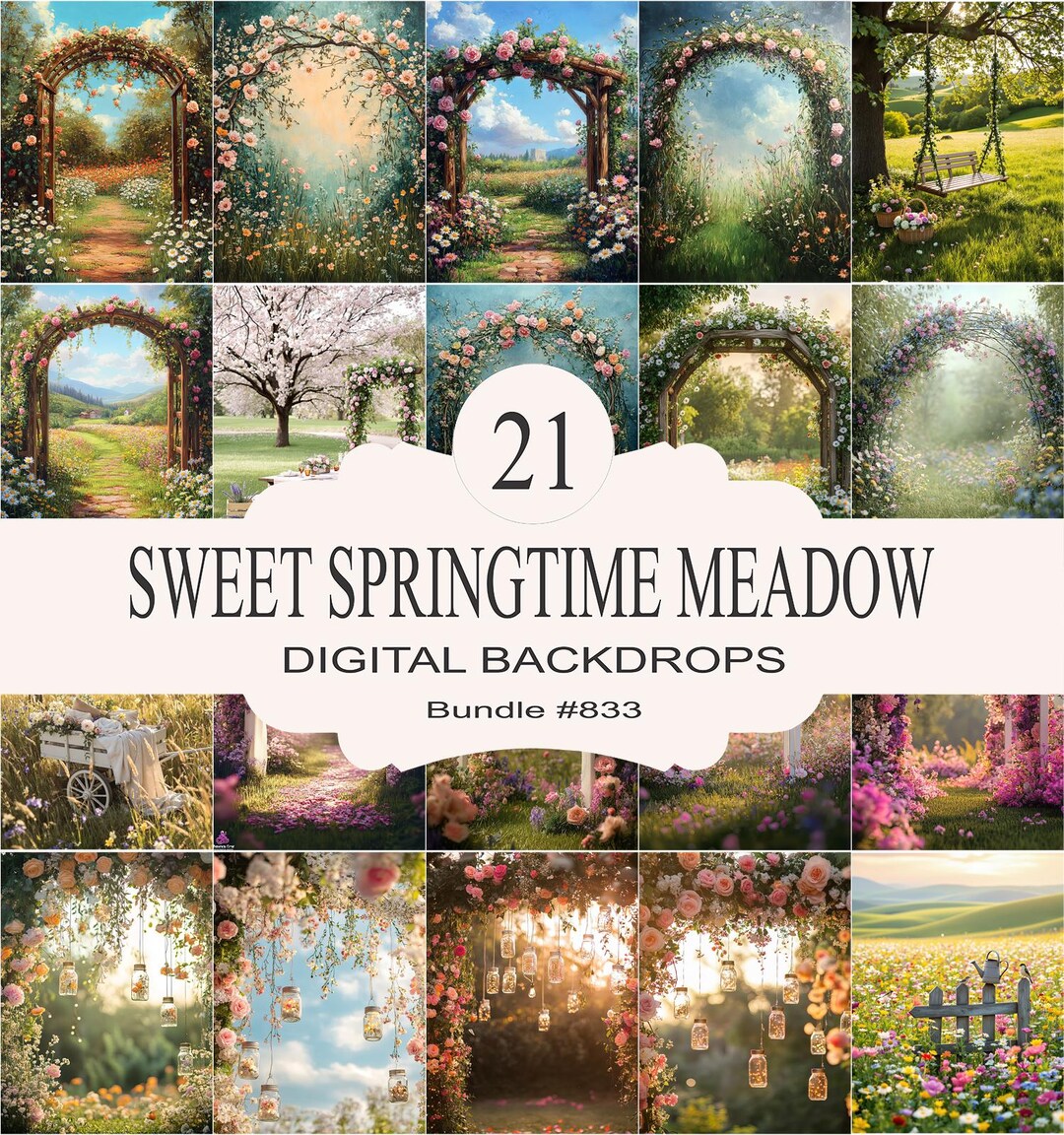 Sweet Springtime Meadow Digital Backdrops, 21 Scenic Landscapes for ...