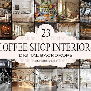 23 Coffee Shop Interiors Digital Backdrops, High Resolution Cafe ...