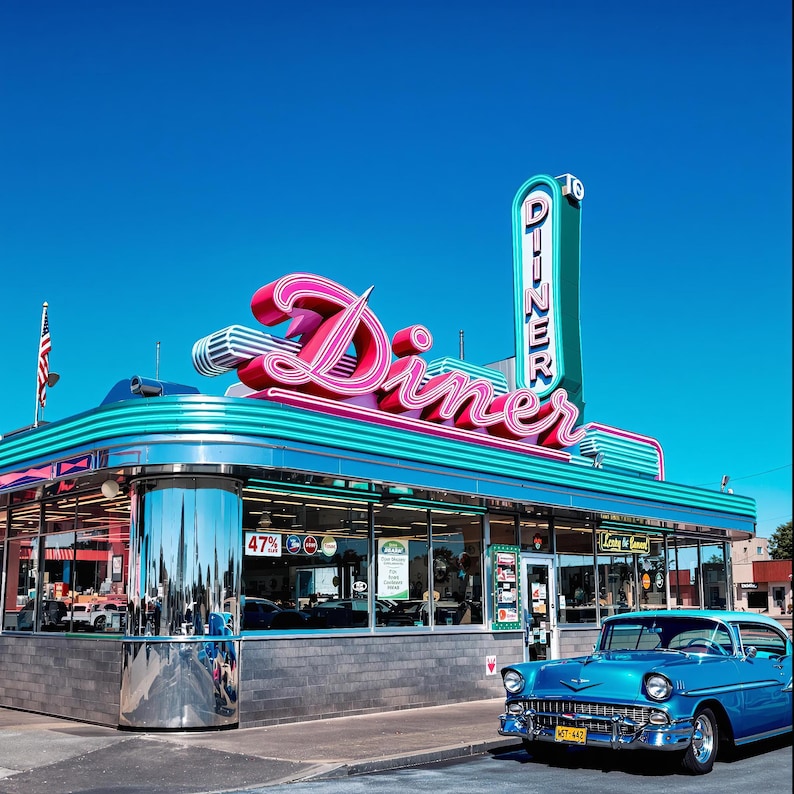 Retro Diner Digital Photography Backdrops, Vintage Decor Scenes ...