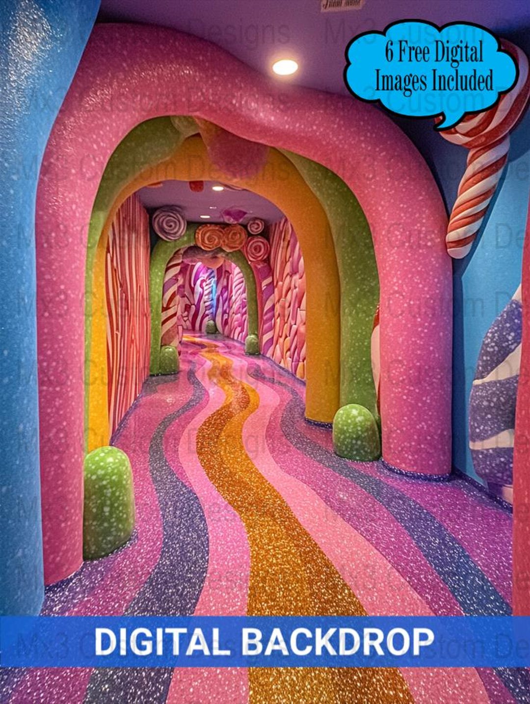 Bright Candy Land Digital Background, Colorful Fantasy Backdrop ...