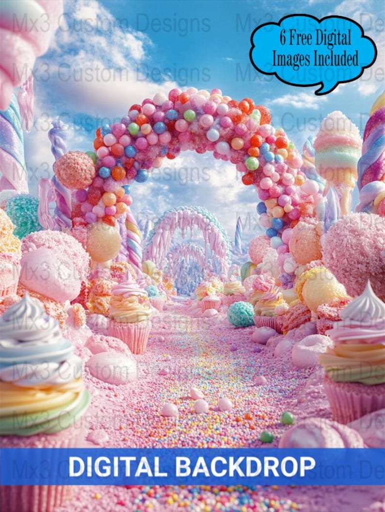 Candyland Wonderland Digital Background, Fantasy Candyland Backdrop ...