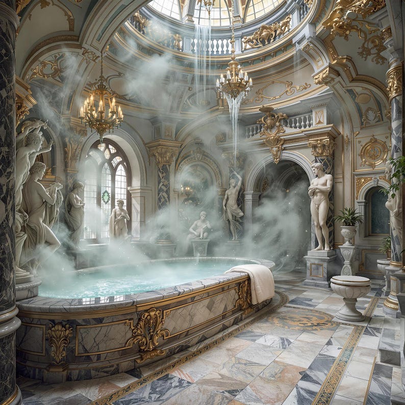 10 Baroque Bathhouse Digital Backdrops Bundle, Stunning Indoor Spas ...