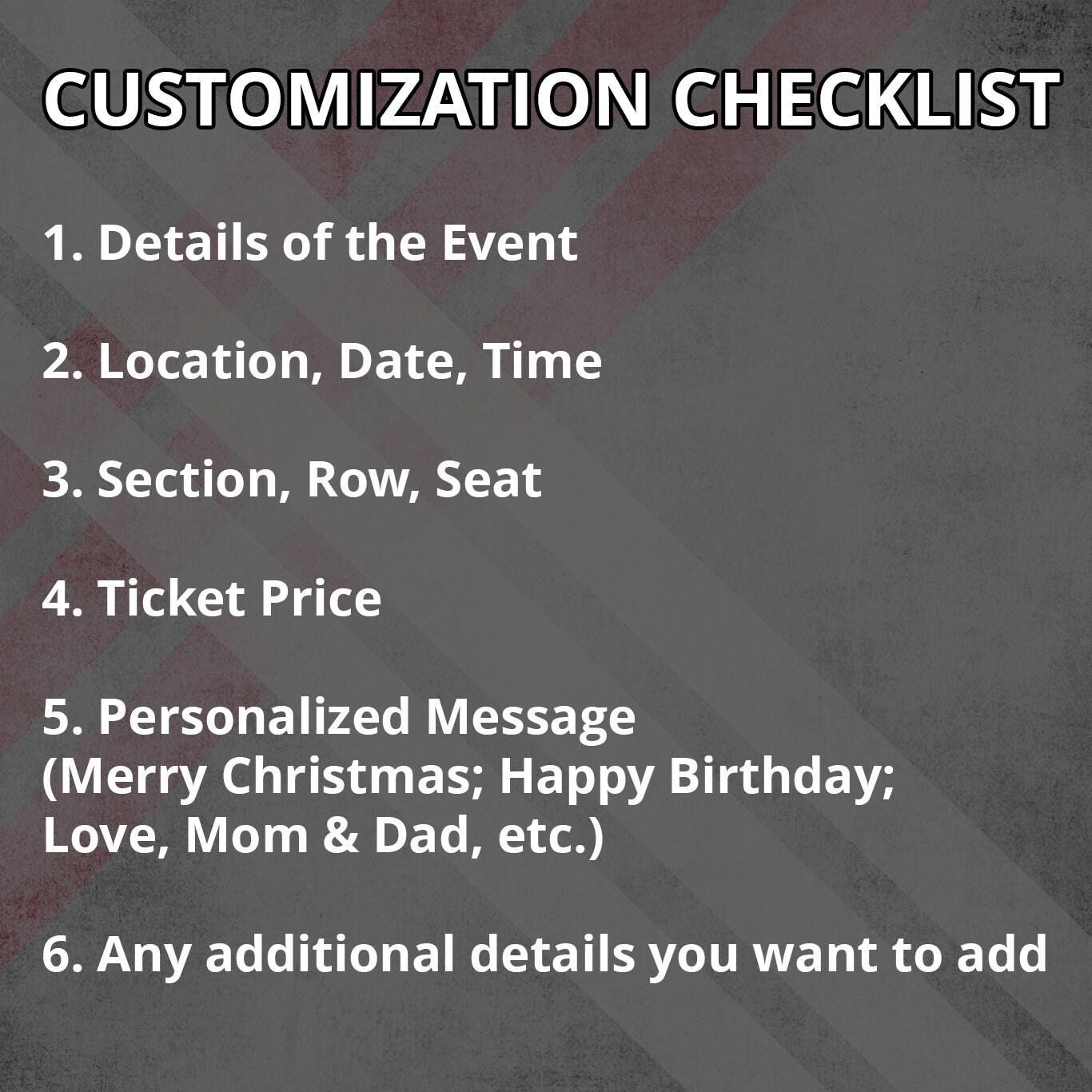 Concert Custom Tickets, Customized Digital Event Ticket, Personalized ...