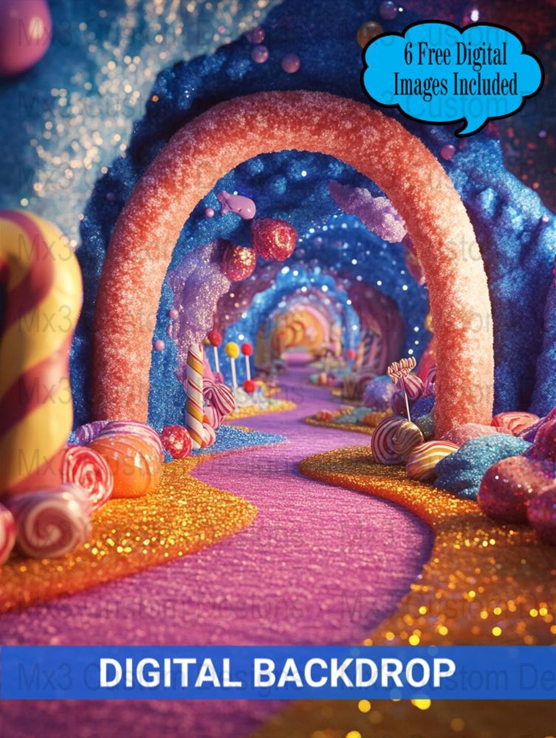 Colorful Candyland Digital Background, Candy Fantasy Backdrop ...