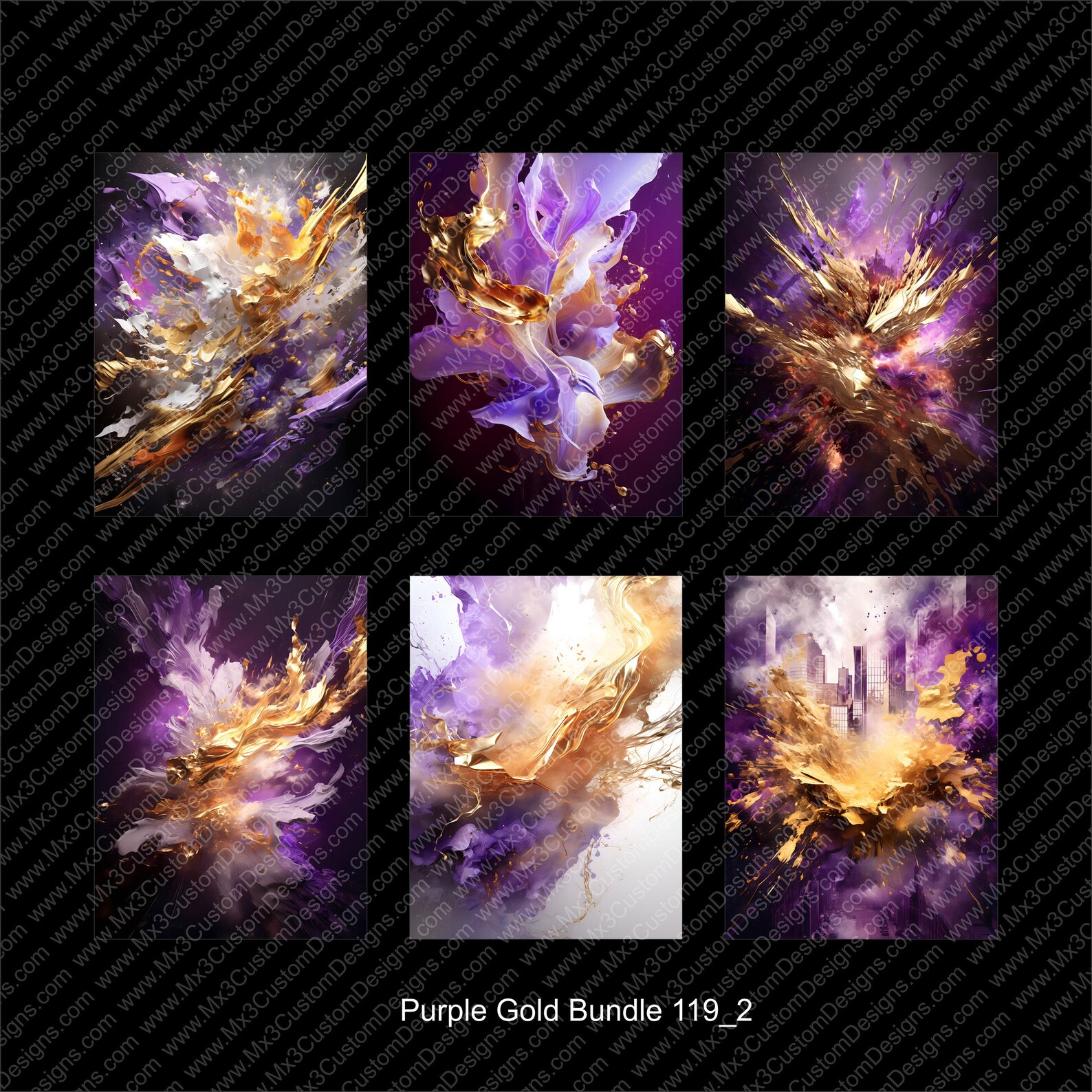 12 Purple & Gold Digital Backgrounds - 18x24 Inch High Resolution ...