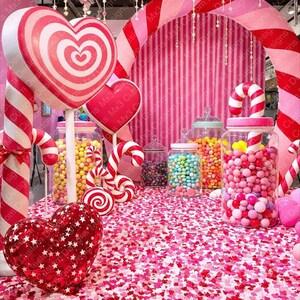 Candy Themed Digital Background, Valentine's Day Backdrop, Colorful ...