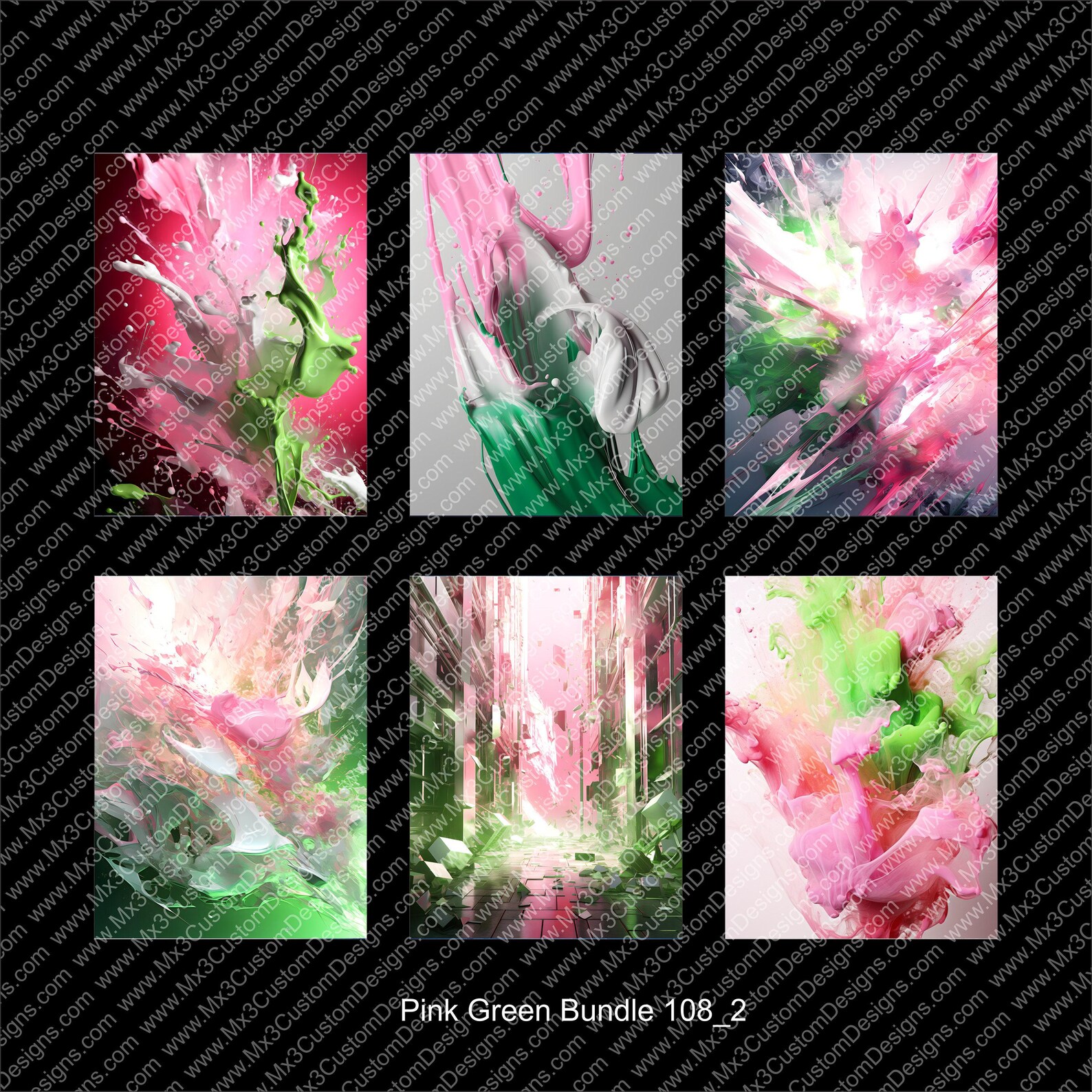 12 Pink & Green Digital Backgrounds - 18x24 Inch High Resolution ...