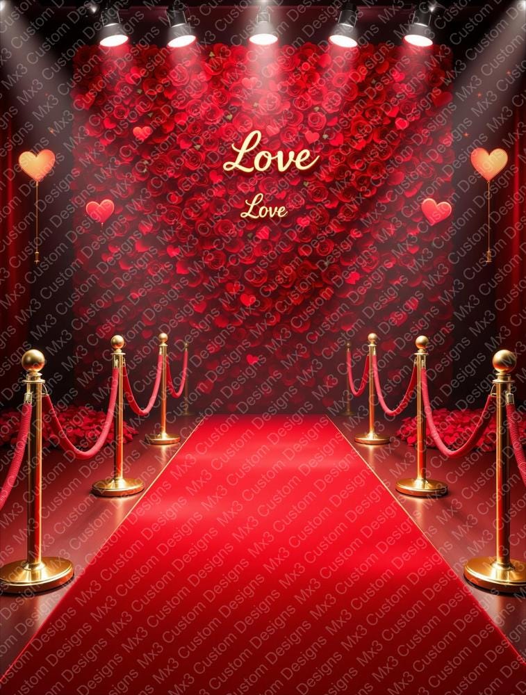 Valentine's Day Red Rose Love Digital Background, Perfect for Romantic ...