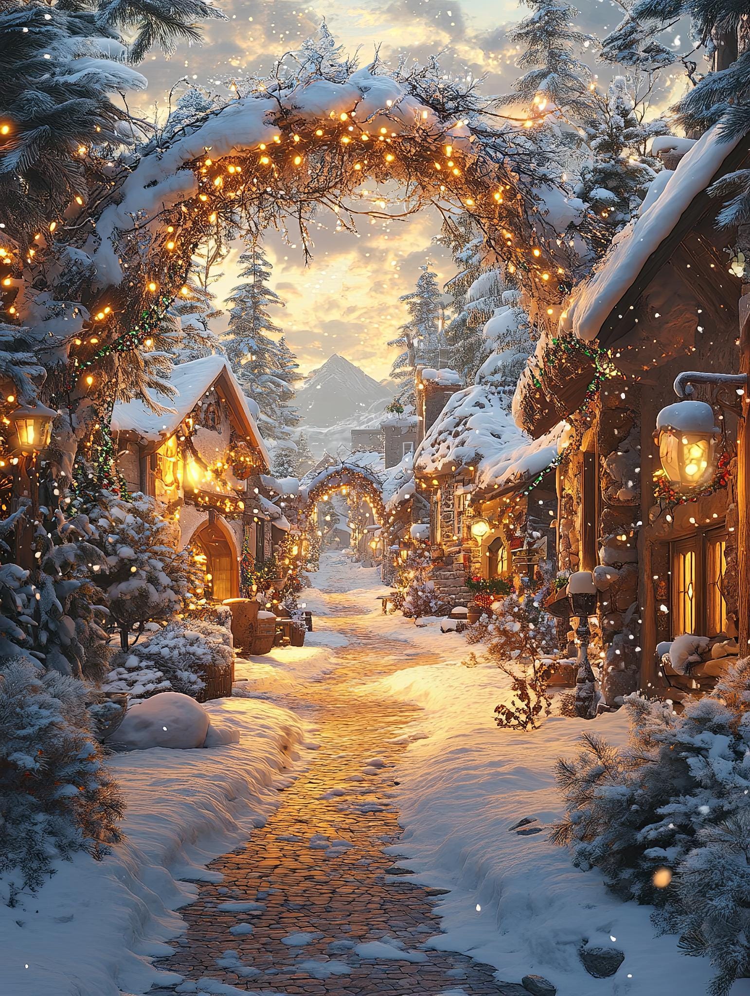 Cozy Winter Wonderland Digital Backdrops, Snow Scenes Backgrounds ...