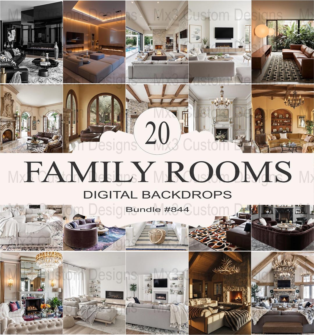 Family Rooms Digital Backdrops, Digital Photography Backdrops Bundles ...