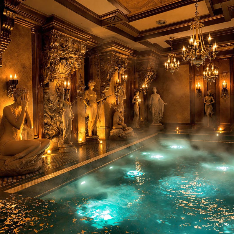 10 Baroque Bathhouse Digital Backdrops Bundle, Stunning Indoor Spas ...