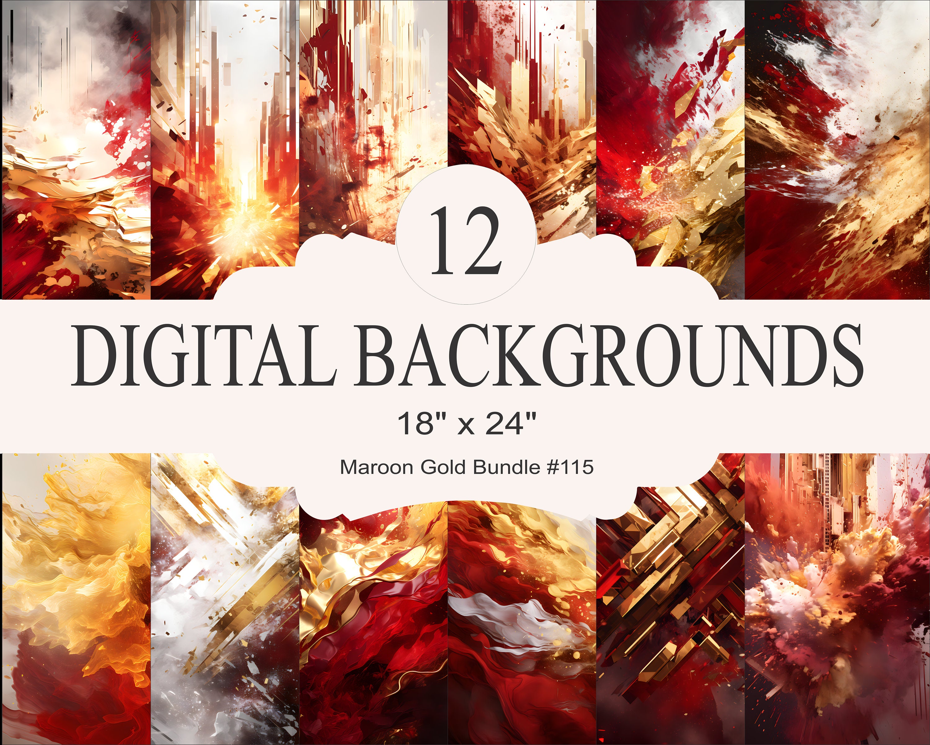 12 Maroon & Gold Digital Backgrounds 18x24 Inch High - Etsy