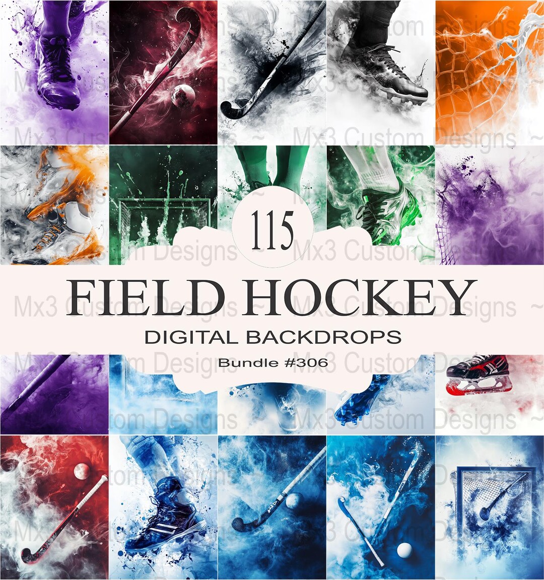 Field Hockey Digital Backdrops Bundle, 115 Sports Backdrops, High ...