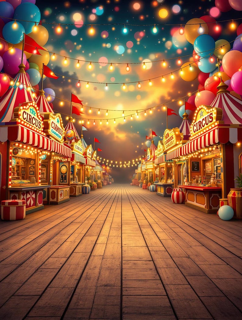 22 Lively Circus Digital Backdrops Bundle, Colorful Carnival ...