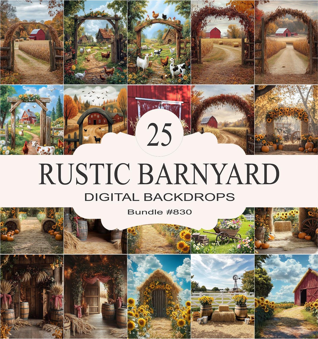 Rustic Barnyard Digital Backdrops, Photography Backdrops, Instant ...