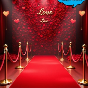 Valentine's Day Red Rose Love Digital Background, Perfect for Romantic ...