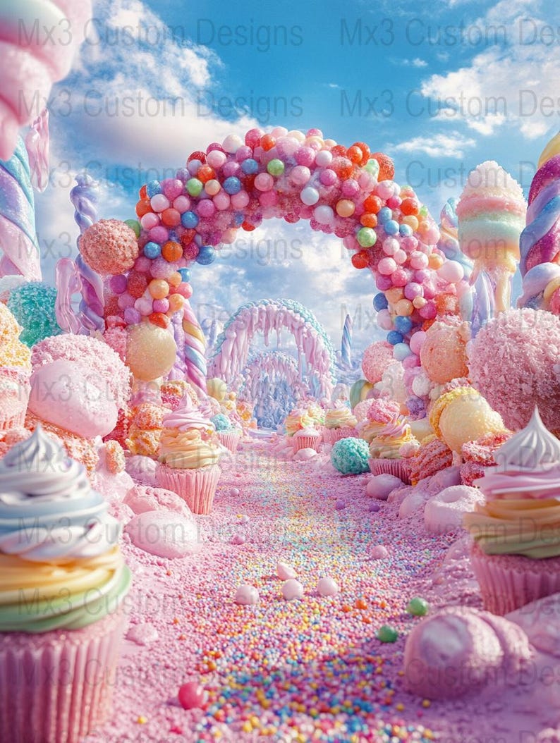 Candyland Wonderland Digital Background, Fantasy Candyland Backdrop ...
