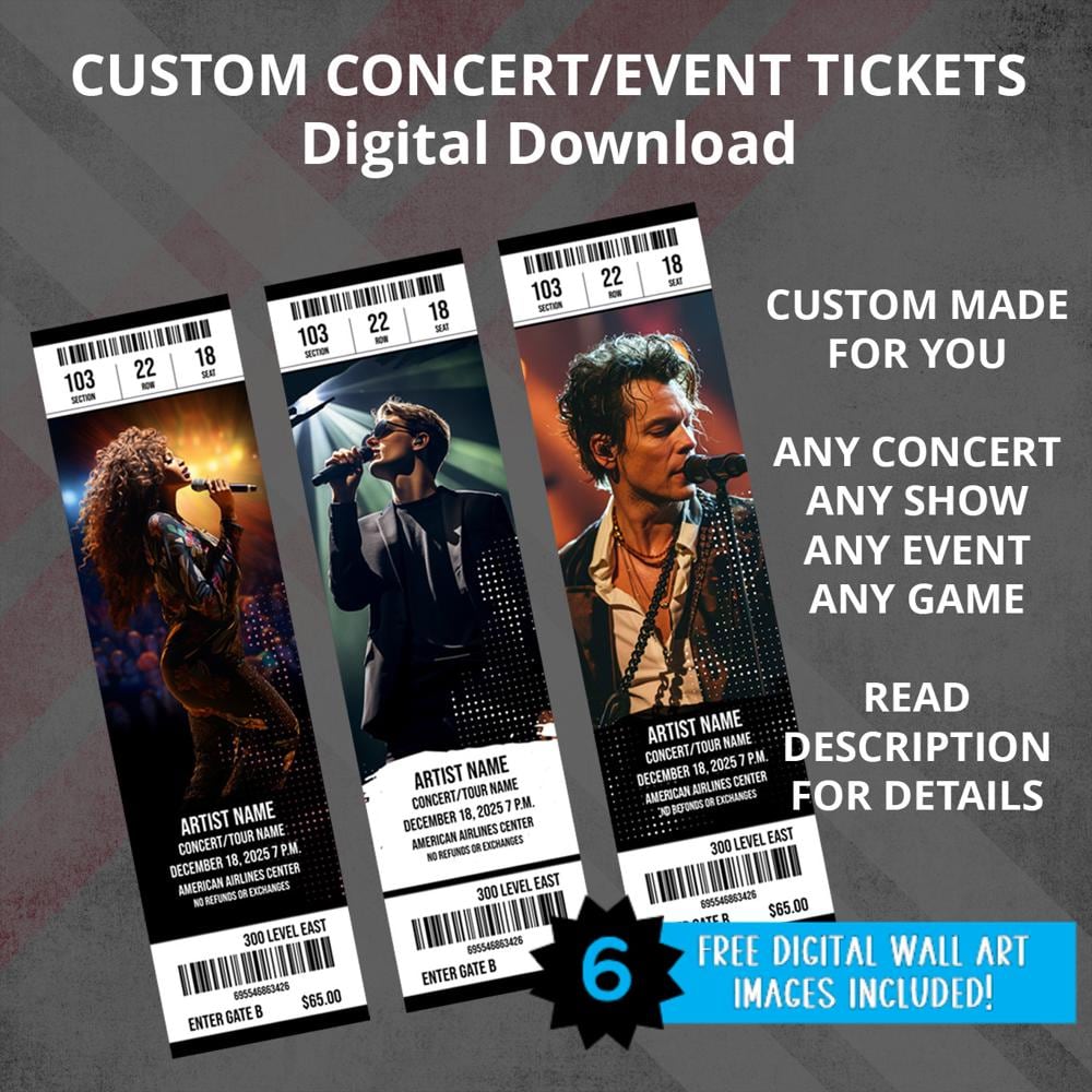 Concert Custom Tickets, Customized Digital Event Ticket, Personalized ...
