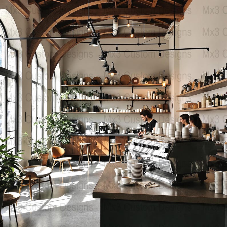 23 Coffee Shop Interiors Digital Backdrops, High Resolution Cafe ...