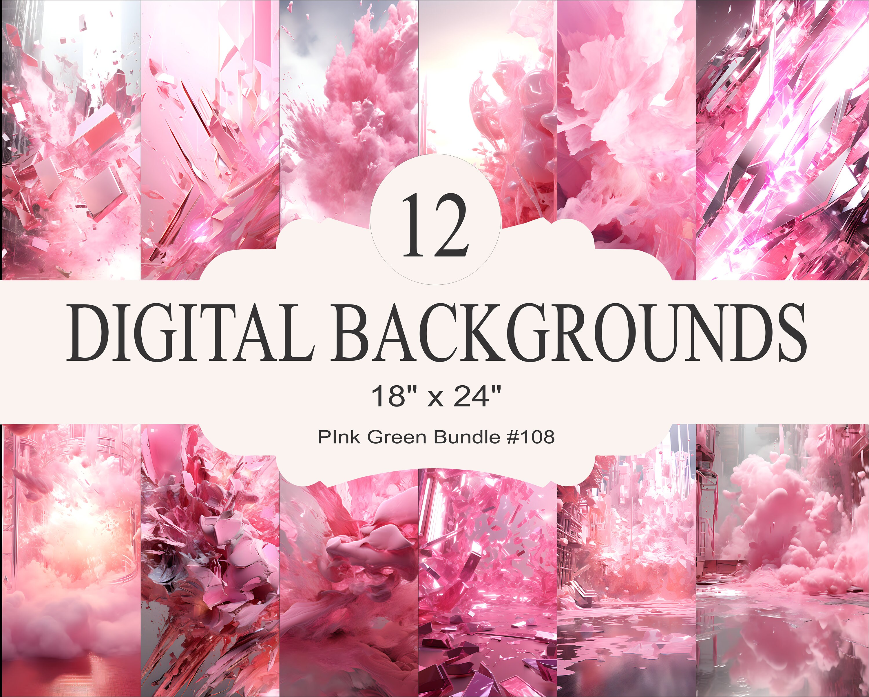 12 Pink Digital Backgrounds 18x24 Inch High Resolution - Etsy
