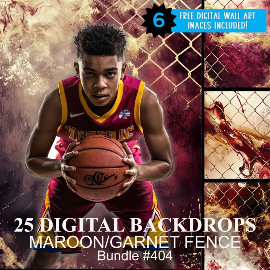 25 Maroon Garnet Fence Sport Backdrops Bundle Athlete Team Poster ...