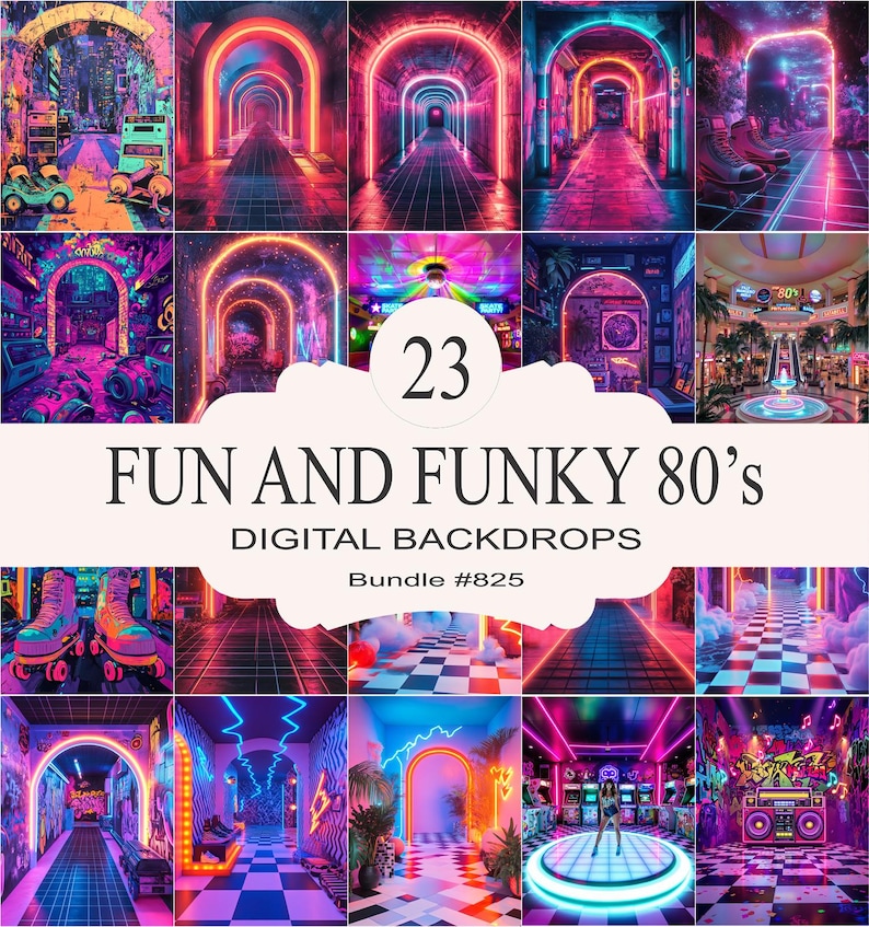 Fun 80s Digital Backdrops, Retro Digital Backgrounds, 1980s Party ...