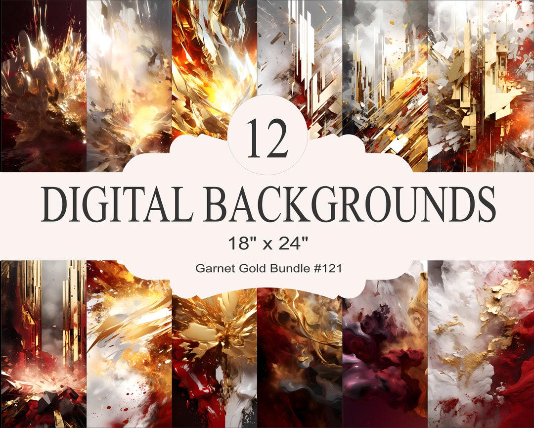 12 Garnet & Gold Digital Backgrounds 18x24 Inch High Resolution Digital ...
