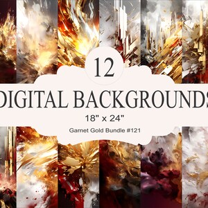 12 Garnet & Gold Digital Backgrounds 18x24 Inch High Resolution Digital ...