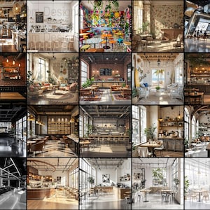 23 Coffee Shop Interiors Digital Backdrops, High Resolution Cafe ...
