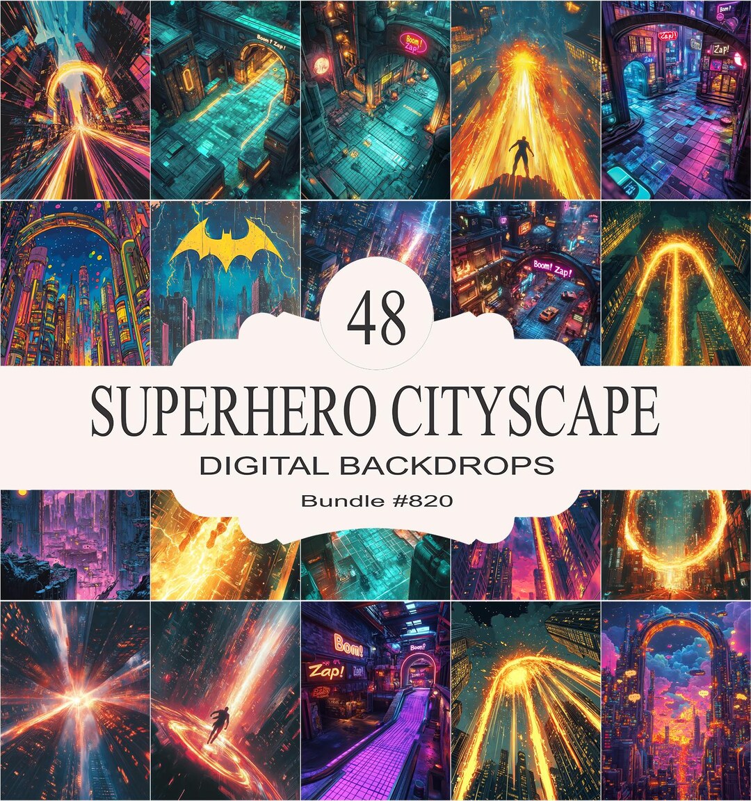 Superhero Cityscape Digital Backdrops, Digital Photography Backdrops ...