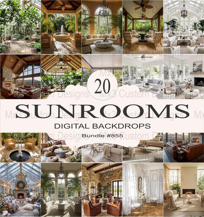 Sunrooms Digital Backdrops, Indoor Photography Backgrounds, 20 Unique ...