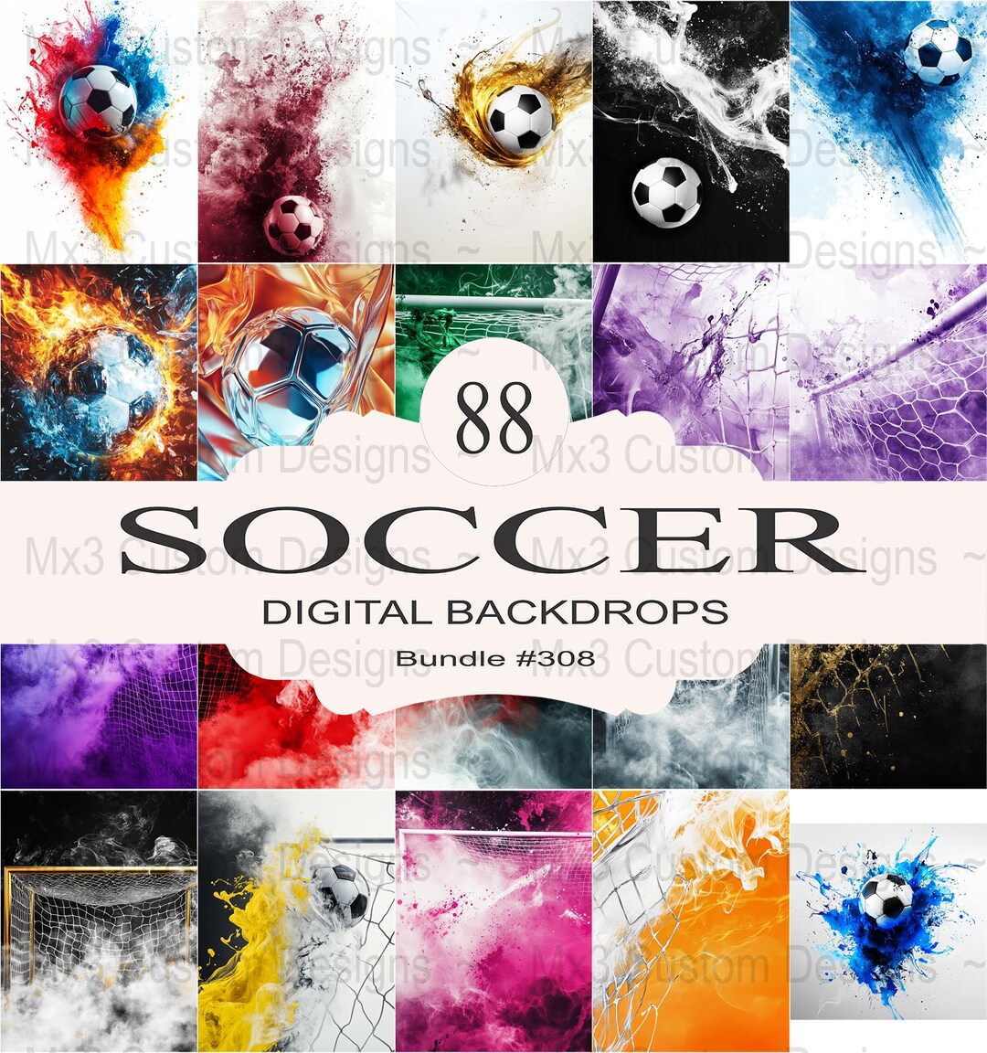 Soccer Digital Backdrop Bundle, Vibrant Digital Backgrounds, Sports ...