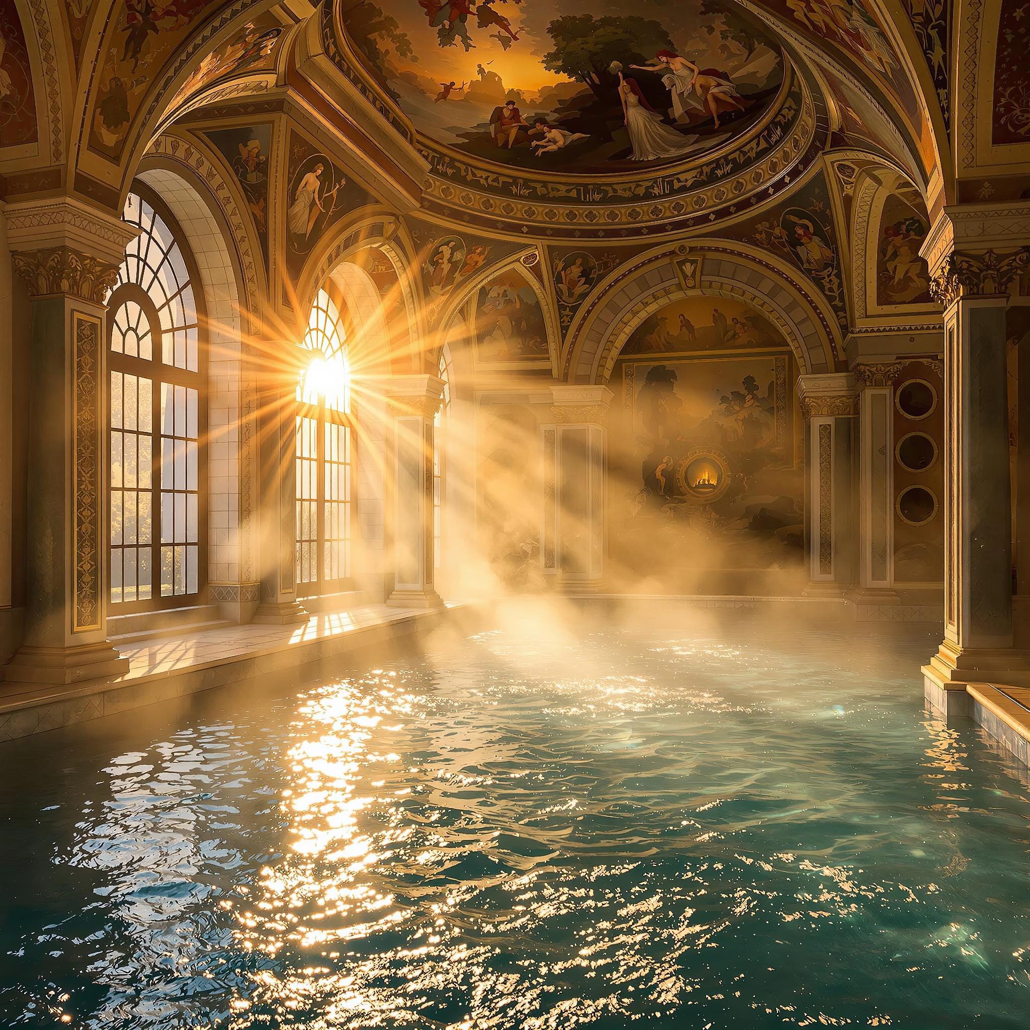 10 Baroque Bathhouse Digital Backdrops Bundle, Stunning Indoor Spas ...