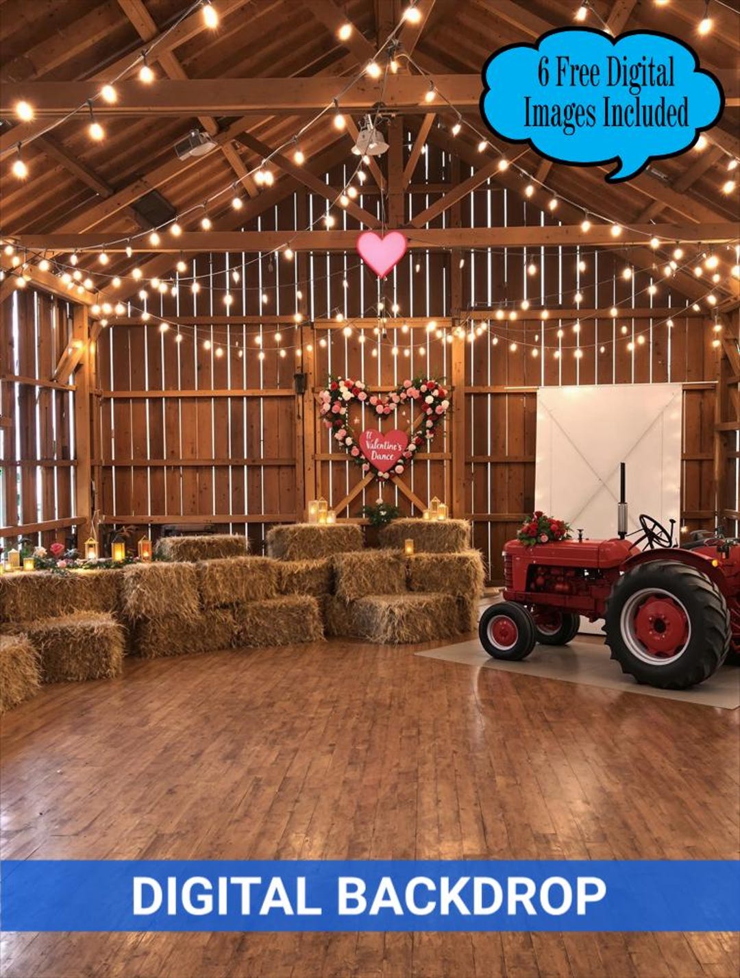 Barn Valentine's Day Digital Backdrop, Rustic Valentine's Day Photo ...