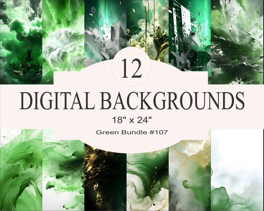 12 Green Digital Backgrounds 18x24 Inch High Resolution Digital ...