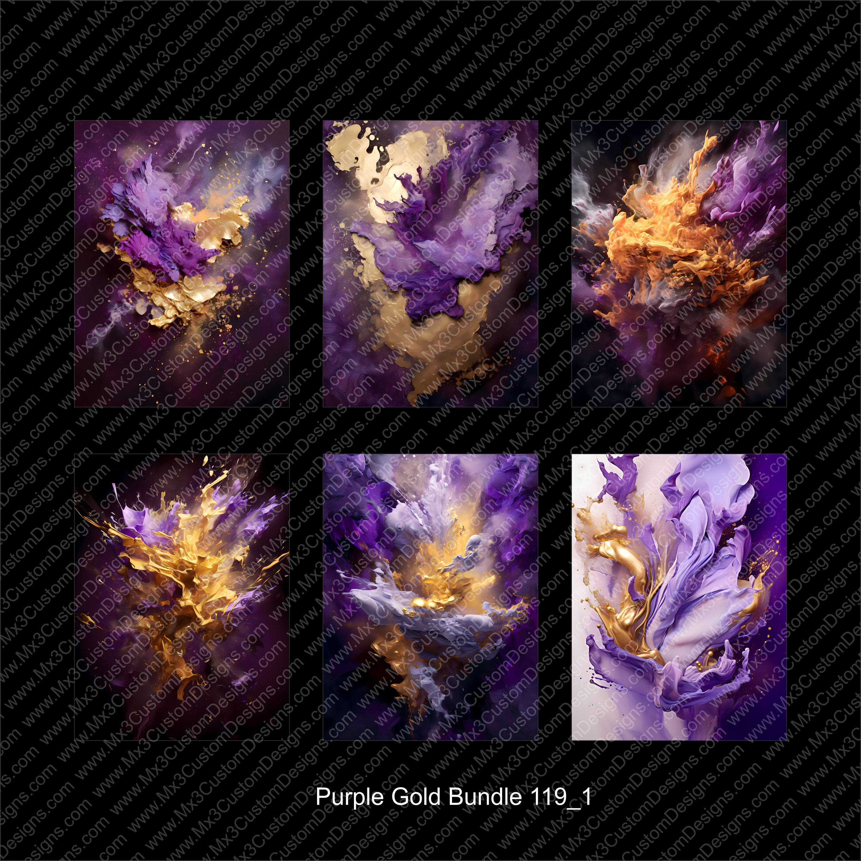 12 Purple & Gold Digital Backgrounds 18x24 Inch High Resolution Digital ...