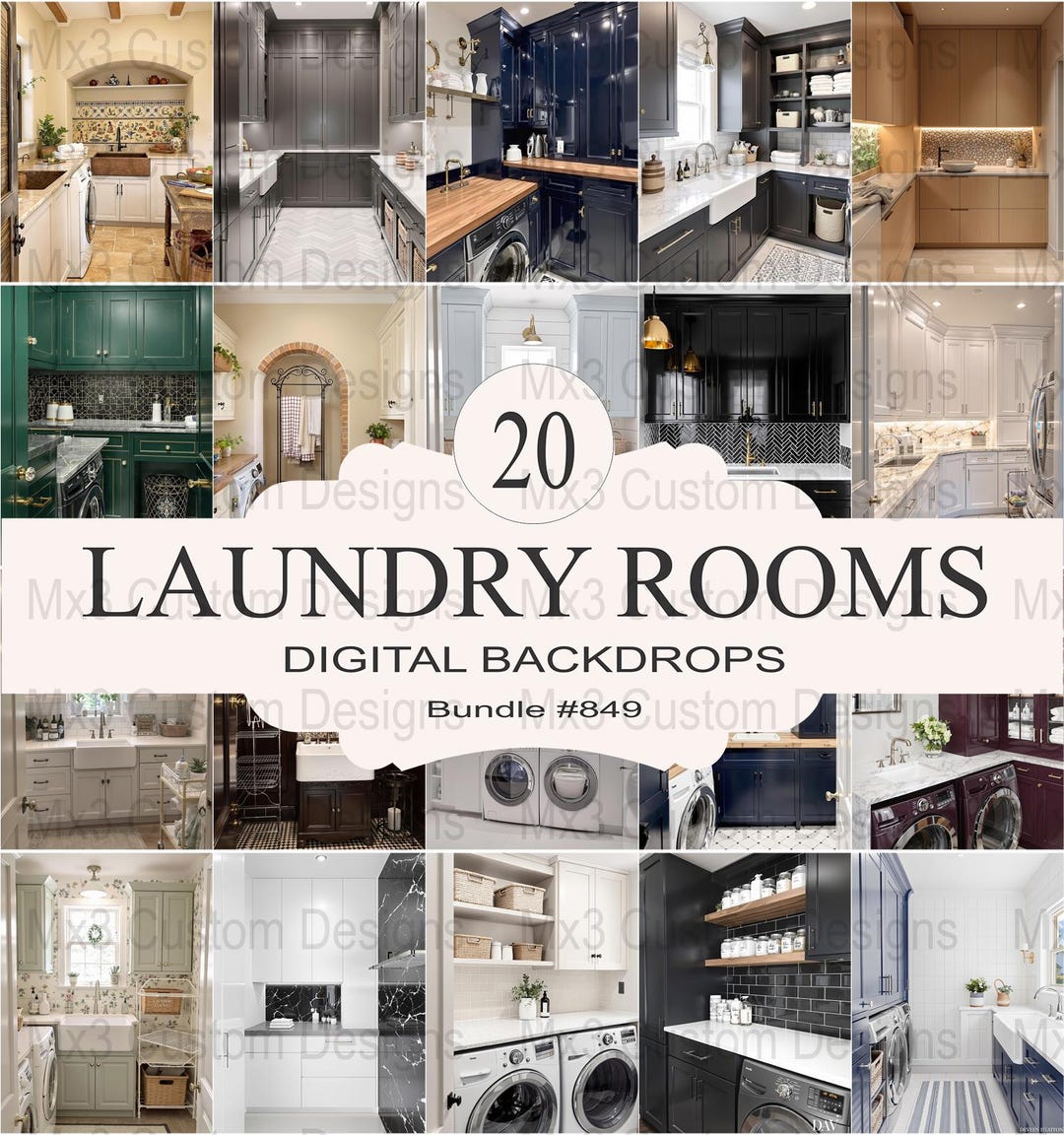 20 Laundry Rooms Digital Backdrops, Unique Blend of Modern and Classic ...