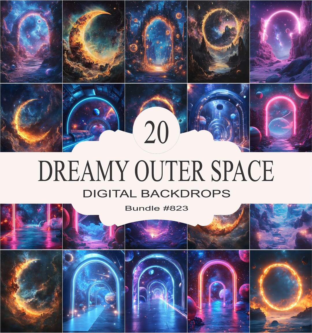 Outer Space Digital Backdrops, Dreamy Galaxy Backgrounds Bundle, Cosmic ...