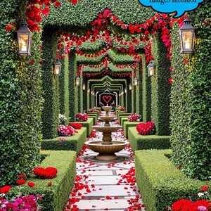 Romantic Garden Path Digital Backdrop, Valentine's Day Photo Background ...