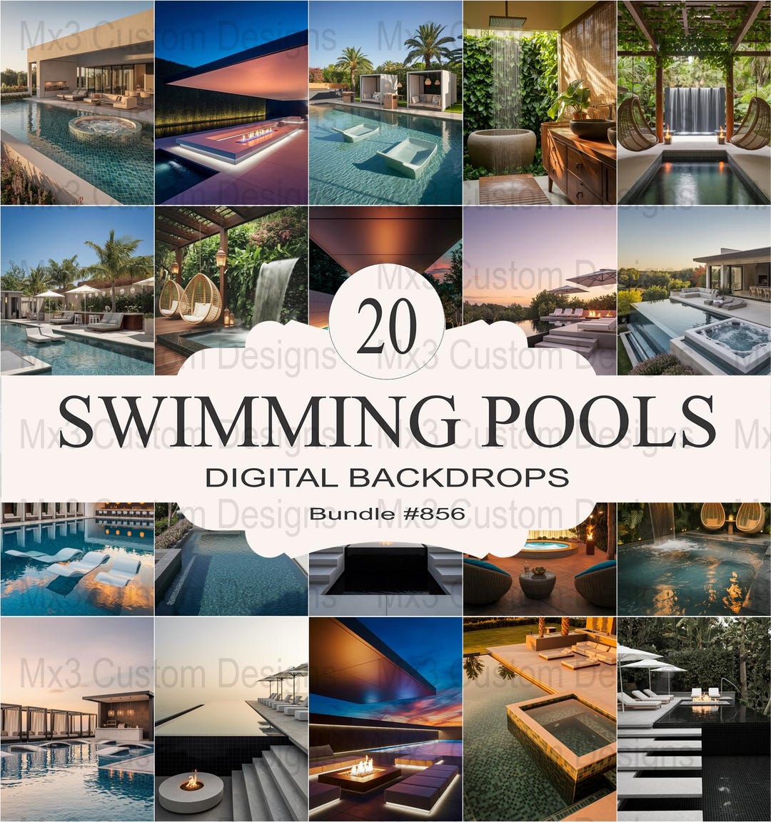 Swimming Pools Digital Backdrops, Photography Backdrops, Landscapes ...