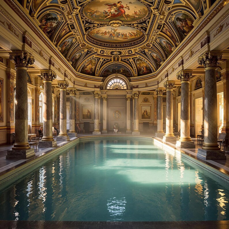 10 Baroque Bathhouse Digital Backdrops Bundle, Stunning Indoor Spas ...
