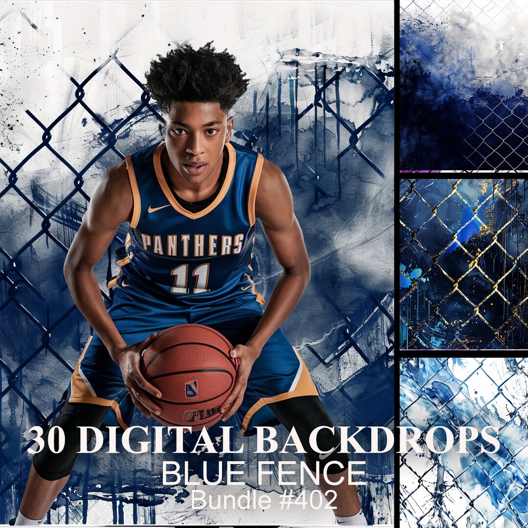 30 Blue Fence Sport Backdrops Bundle Athlete Team Poster Senior Banner ...
