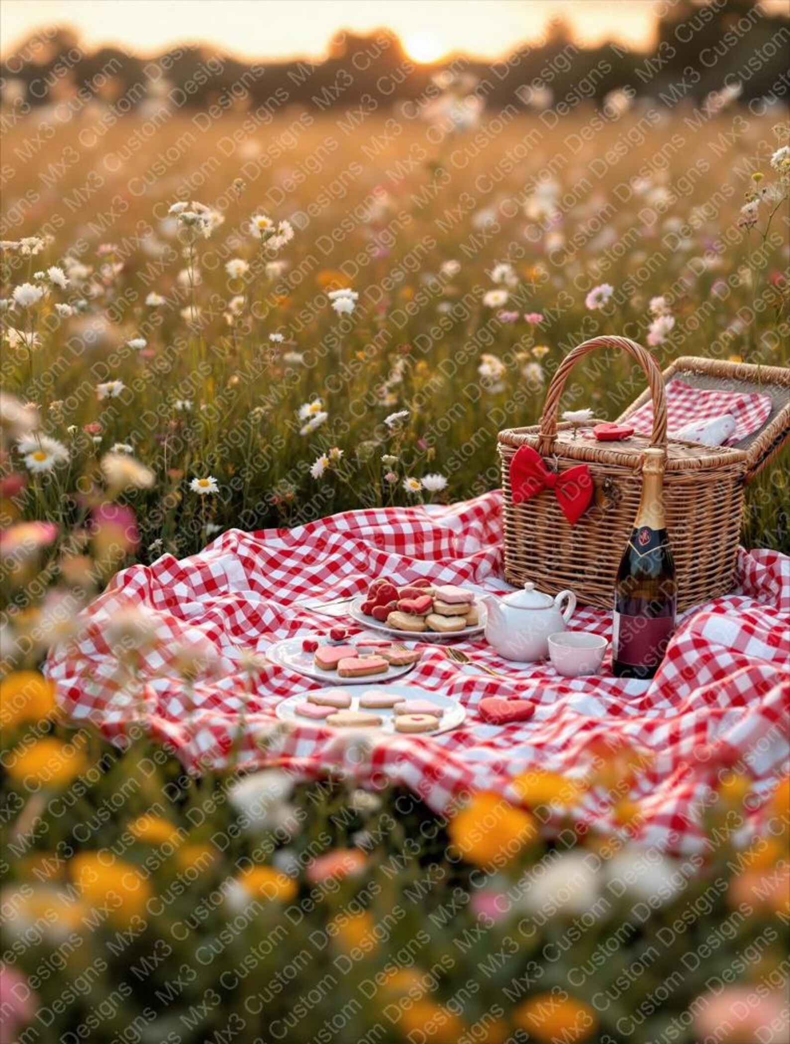 Picnic in Flower Field Digital Background, Perfect Digital Backdrop for ...