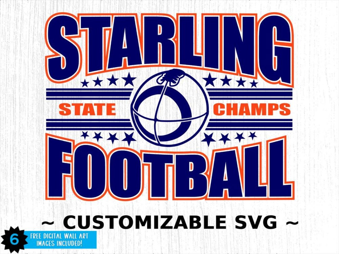 Customizable Football SVG, Team Name Personalized State Champs Football ...