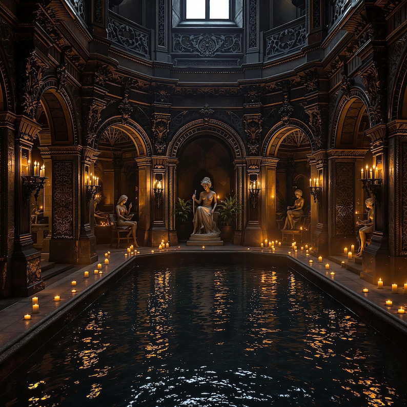10 Baroque Bathhouse Digital Backdrops Bundle, Stunning Indoor Spas ...