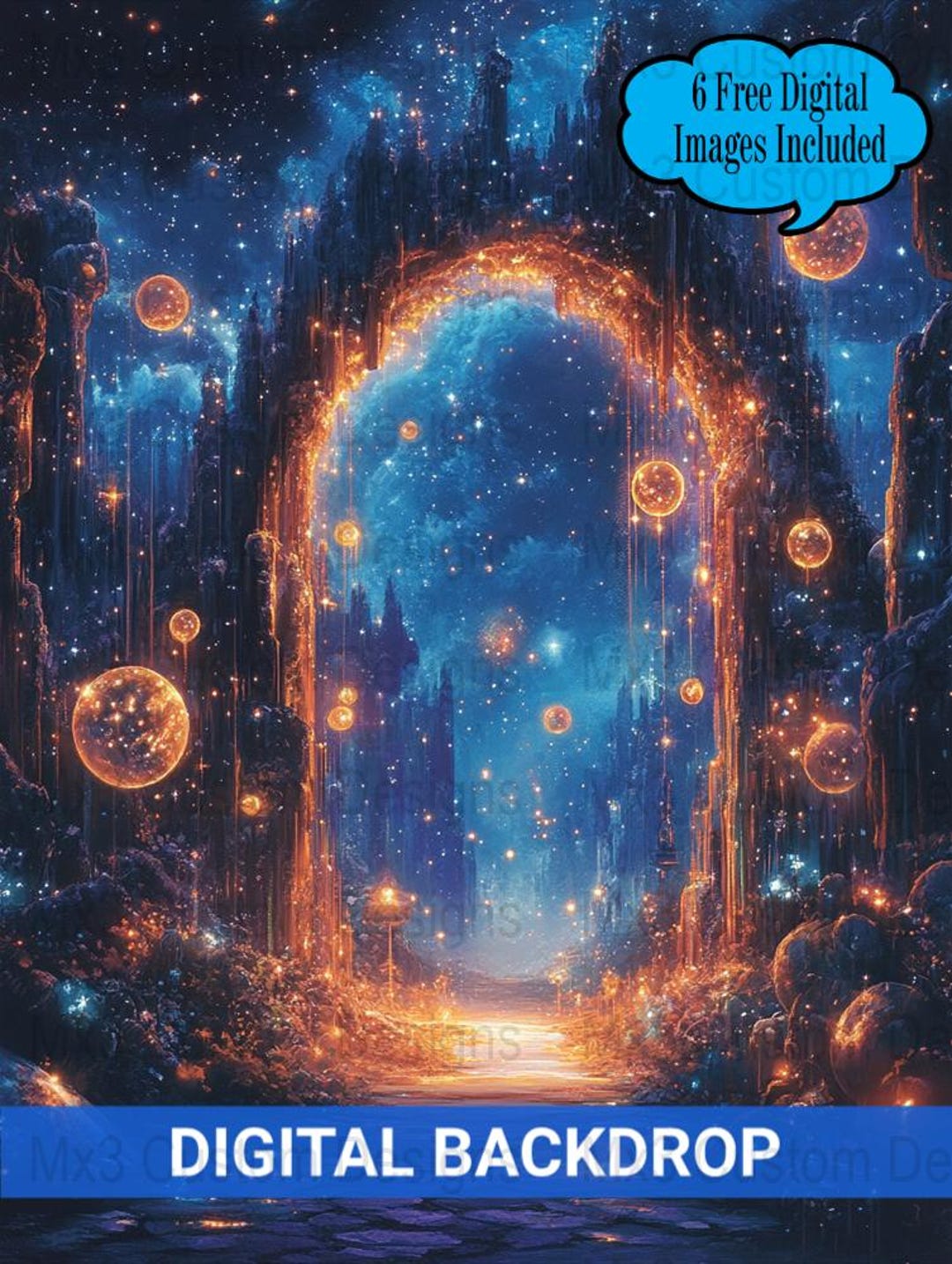 Magical Fantasy World Digital Backdrop, Enchanted Forest Digital ...