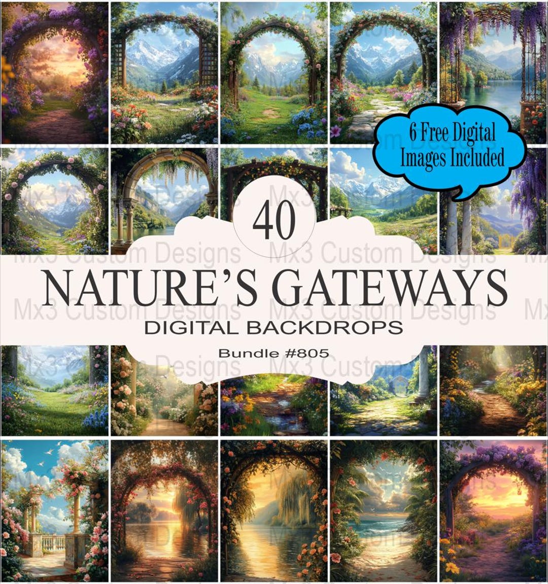 Nature's Gateways Digital Backdrops Bundle, 40 Beautiful Fantasy Scenic ...